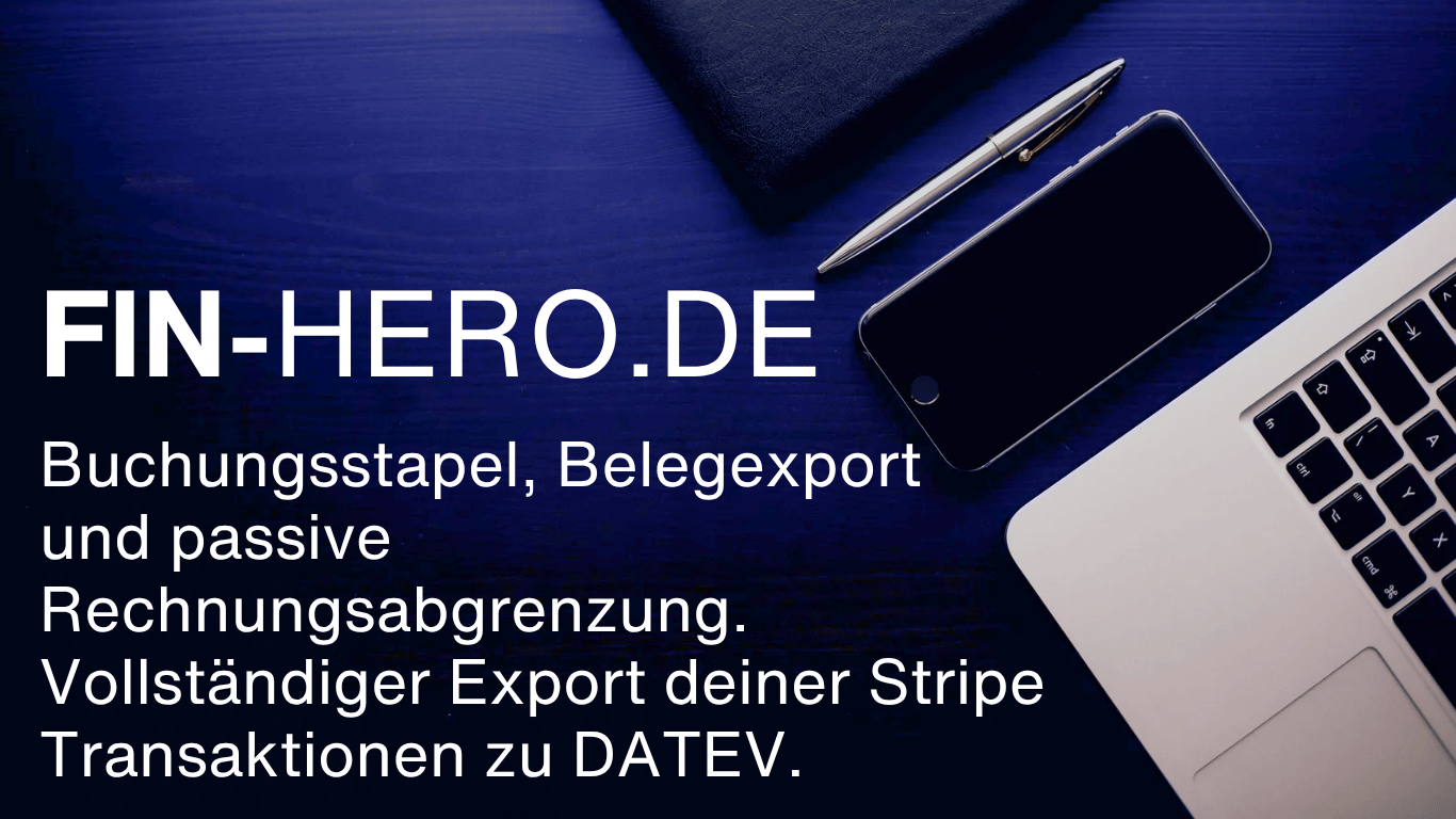 finHero. Stripe zu DATEV exportieren, Belege, Buchungen, pRAP
